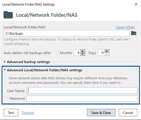 Local Network Folder NAS SQLBackupAndFTP Documentation