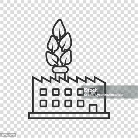 평평한 스타일의 공장 생태 아이콘 흰색 고립 된 배경에 에코 식물 벡터 그림 자연 산업 비즈니스 개념 개념에 대한 스톡 벡터 아트 및 기타 이미지 Istock