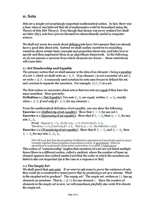 Sets Lecture Notes 1 0 Sets Sets Are A Simple Yet Surprisingly Important Mathematical