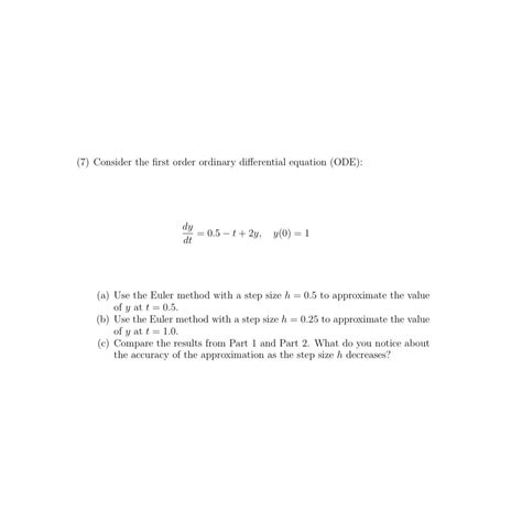 Solved 7 ﻿consider The First Order Ordinary Differential