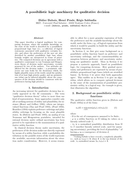 Pdf A Possibilistic Logic Machinery For Qualitative Decision