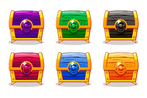 컬러 나무 가슴 Ui 게임에 대 한 벡터 Gui를 폐쇄 가구에 대한 스톡 벡터 아트 및 기타 이미지 가구 갈색 개체 그룹