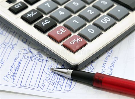 Calculator Ball Pen And Hand Written Text Stock Image Image Of