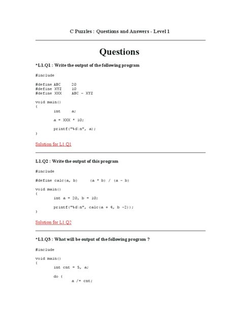 C Puzzles Pdf Computer Programming Software Engineering