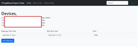 Thingsboard Export Data Mese Iot