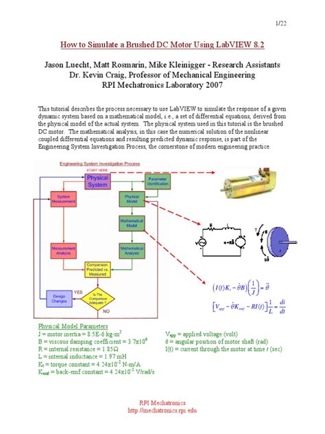 Labview Simulation Tutorial Brushed Dc Motor Pdf Teaching Mathematics Computing And
