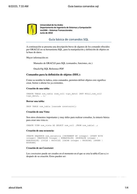 SOLUTION Guia Basica Comandos Sql Studypool