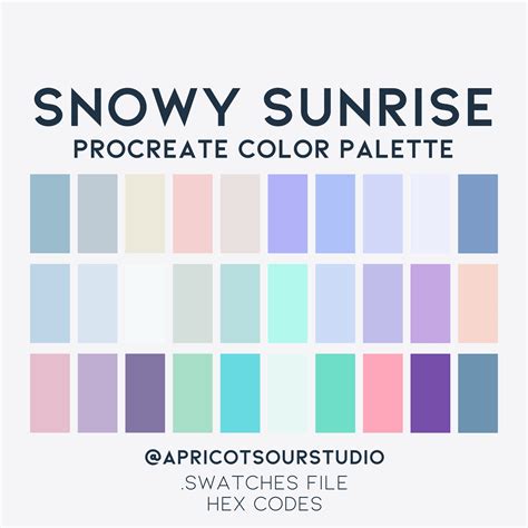 Snowy Sunrise Procreate Color Palette Etsy