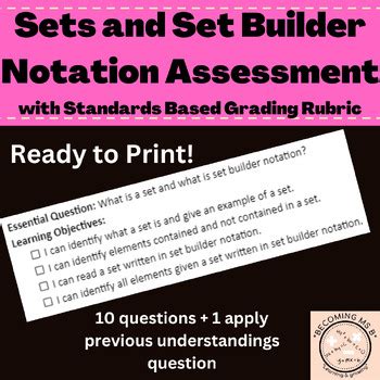 Introduction To Sets Day Assessment On Sets Elements And Set Notation
