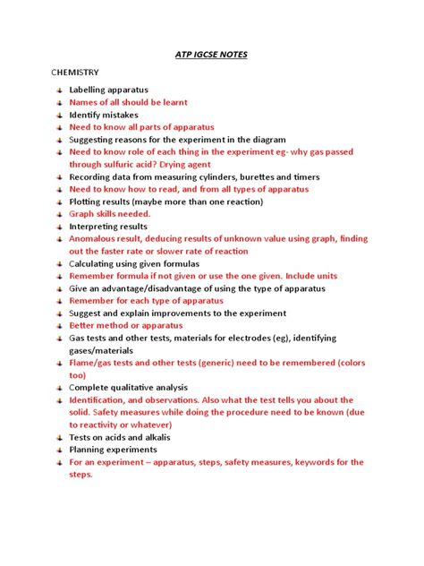 Igcse Atp Notes Pdf Experiment Gases