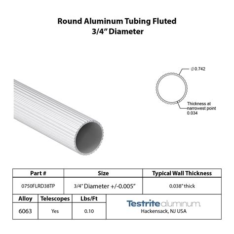 34 Od 038 Wall Fluted Aluminum Tubing 6063 T6 Testrite Aluminum