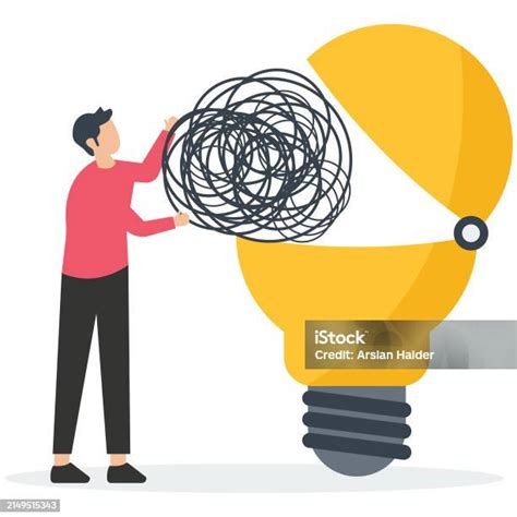 Problem Solving And Ideas Tangled String On Lamp Stock Illustration