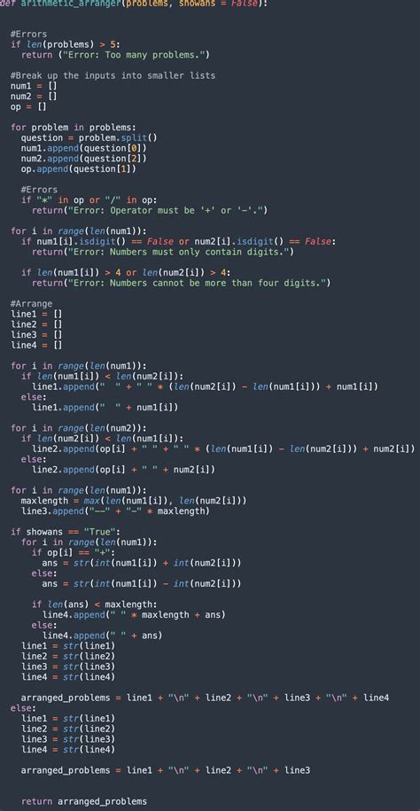 Arithmetic Arranger Scientific Computing With Python Certification