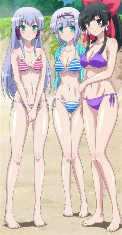 Rule 34 3girls Accurate Art Style Bangs Barefoot Beach Big Breasts