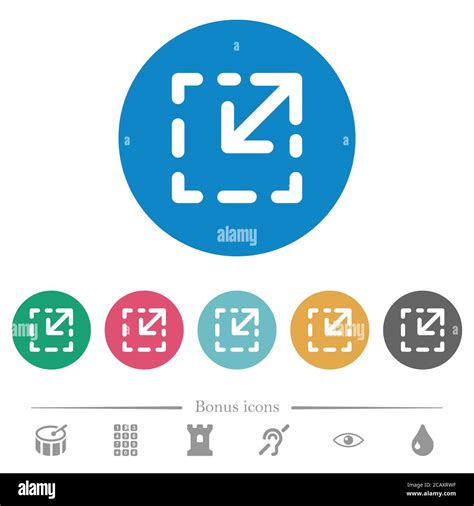 Resize Element Flat White Icons On Round Color Backgrounds 6 Bonus Icons Included Stock Vector