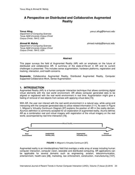 A Perspective On Distributed And Collaborative Augmented Reality Pdf