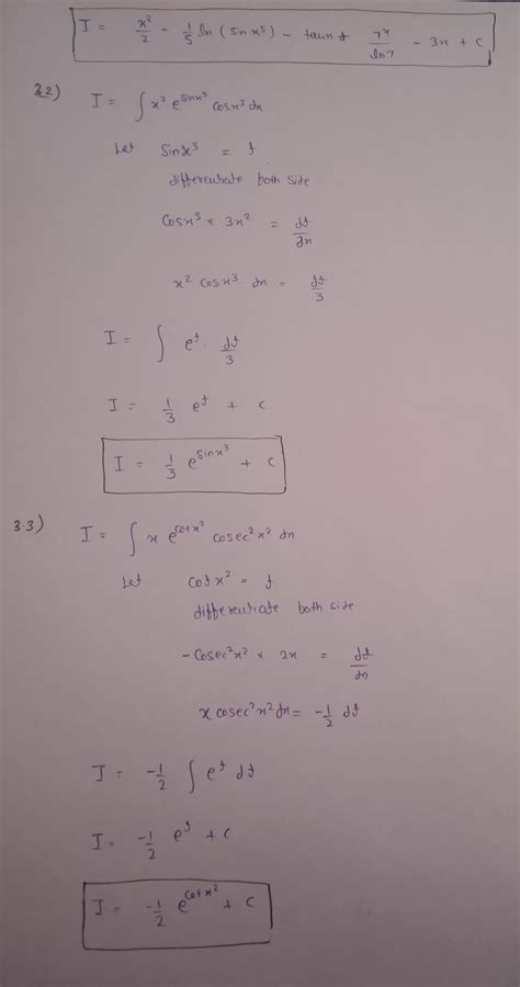 Solved Indefinite Intergrals Indefinite Integrals Exercises Find The Course Hero