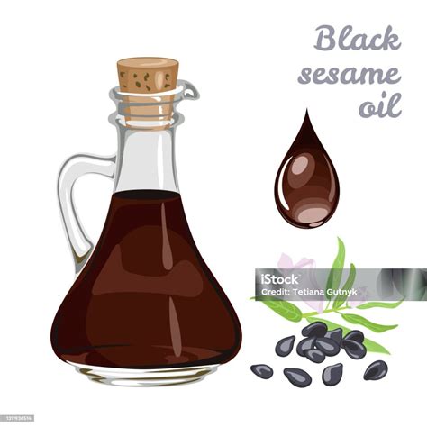 유리 병에 검은 참기름 드롭 씨앗과 흰색에 고립 꽃 식물 만화 플랫 스타일로 건강한 음식의 벡터 일러스트 0명에 대한 스톡 벡터 아트 및 기타 이미지 Istock