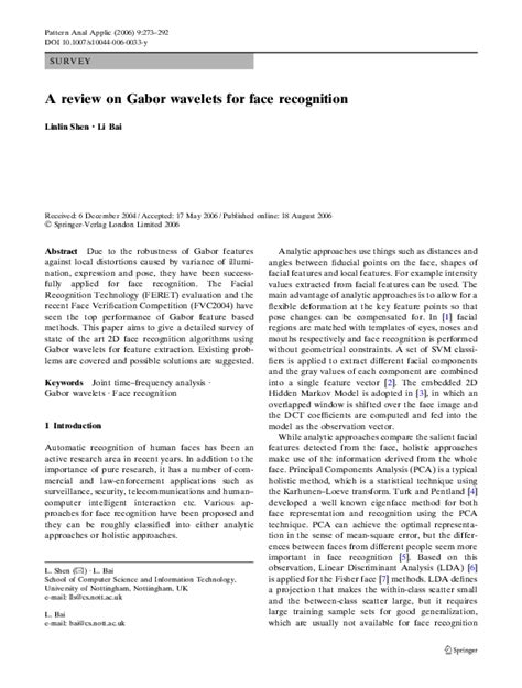 Pdf A Review On Gabor Wavelets For Face Recognition
