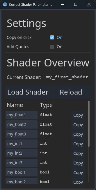 Copy Correct Shader Parameters Godot Asset Library