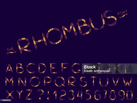 현대 추상 글꼴 및 알파벳 벡터의 집합입니다 인쇄 술 마름모 스타일 오렌지 글꼴 로고 포스터 초대장 또는 의류 디자인에 대 한