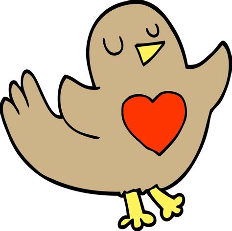 Cartoon Doodle Bird With Love Heart 12210581 Vector Art At Vecteezy