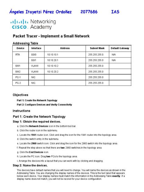 Implement And Verify A Small Network Pdf Network Topology Router Computing
