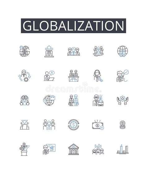Globalization Line Icons Collection Urbanization Digitization Modernization