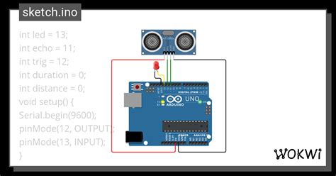 Ultra Sonic Sensor LED Wokwi ESP32 STM32 Arduino Simulator