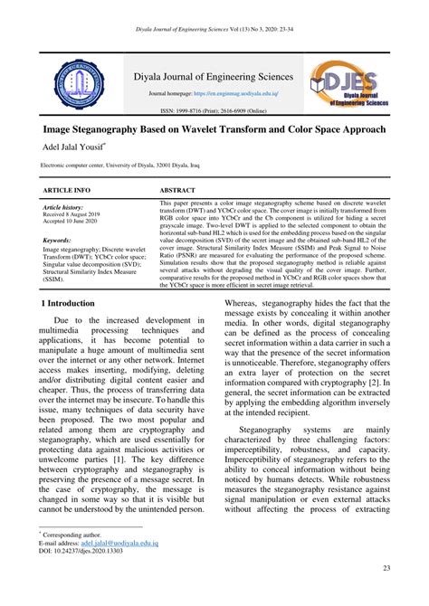 Pdf Image Steganography Based On Wavelet Transform And Color Space Approach