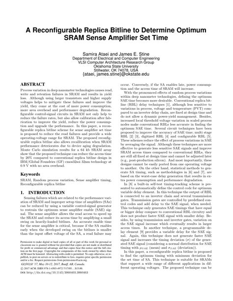 Pdf A Reconfigurable Replica Bitline To Determine Optimum Sram Sense