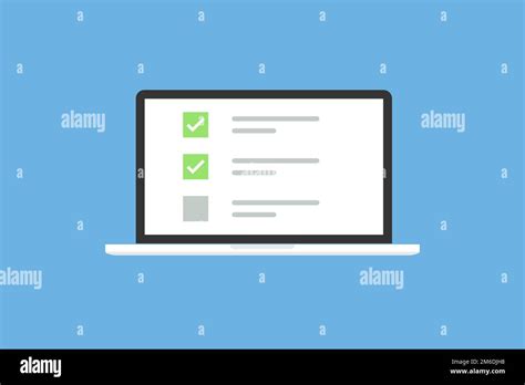 Laptop In Trendy Flat Style With Checkbox Screen List With Checkbox