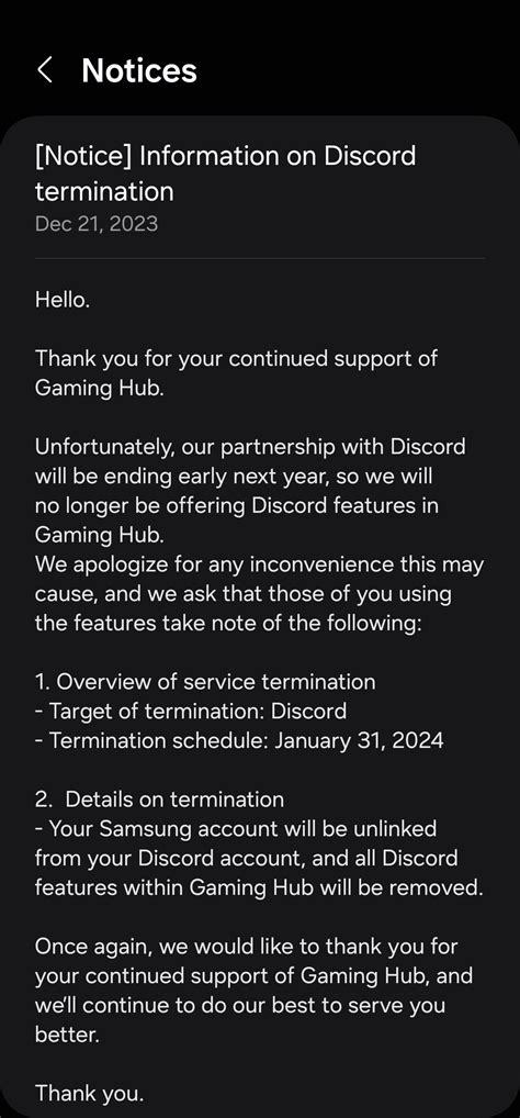 Solved Gaming Hub Terminated Discord Samsung Community 2802819
