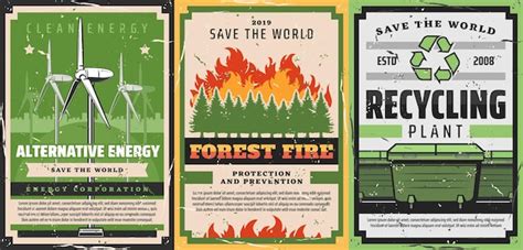 환경 쓰레기 재활용 및 소방 프리미엄 벡터