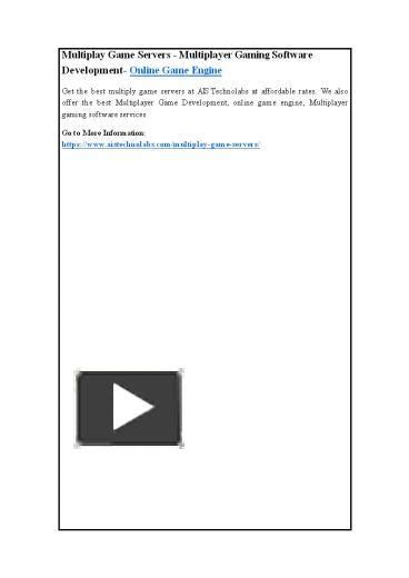 Ppt Multiplay Game Servers Multiplayer Gaming Software Development Online Game Engine