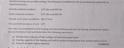 Solved Sensible Heating And Sensible Cooling The Following