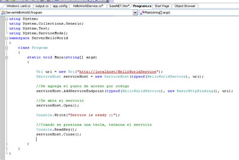 colabora hello world con windows communication foundation y algo