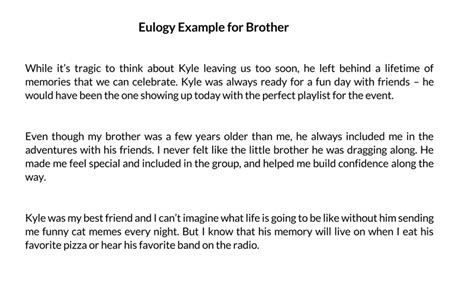 Eulogy For Brother Templates Printable