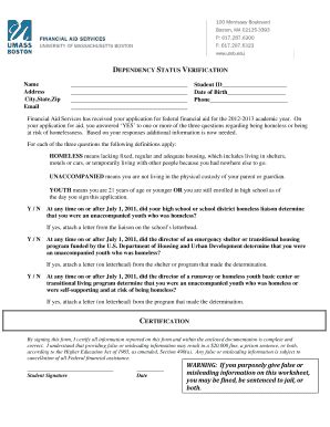 Fillable Online Dependency Status Verification Fax Email Print PdfFiller