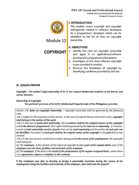 Sip Module 12 Pdf Copyright Fair Use