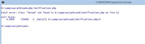 Wamp Php Pthreads Is Not Working From Command Line Interface Stack Overflow