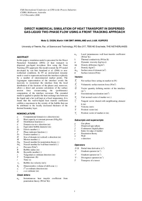 Pdf Numerical Simulation Of Heat Transport In Dispersed Gas Liquid