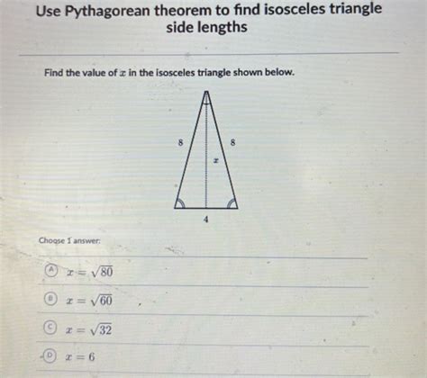 Use Pythagorean Theorem To Find Isosceles StudyX