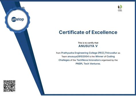 Anusuya V On Linkedin Unstopcoding Winner Codingmilestone Technovainnovators