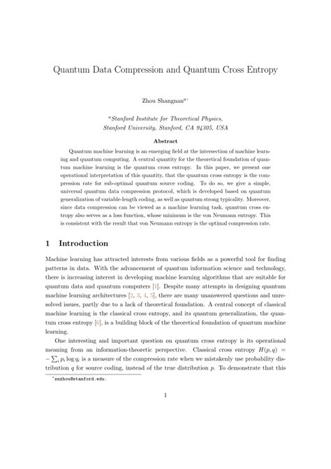 Pdf Quantum Data Compression And Quantum Cross Entropy