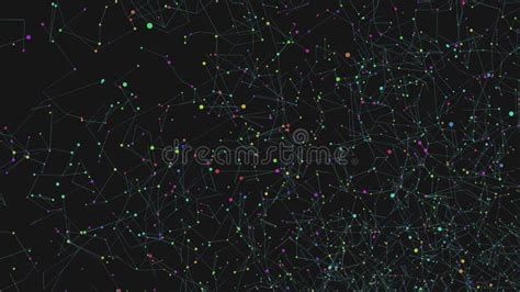 Colorful Network Of Nodes Connected By Lines In Black And White Image Stock Video Video Of