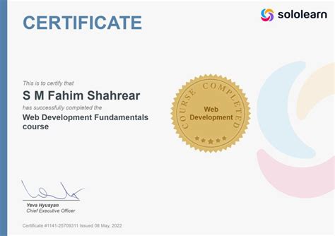 Web Development Fundamental Course Certificate Platform Sololearn S