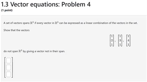 solved 1 3 vector equations problem 5 1 point let
