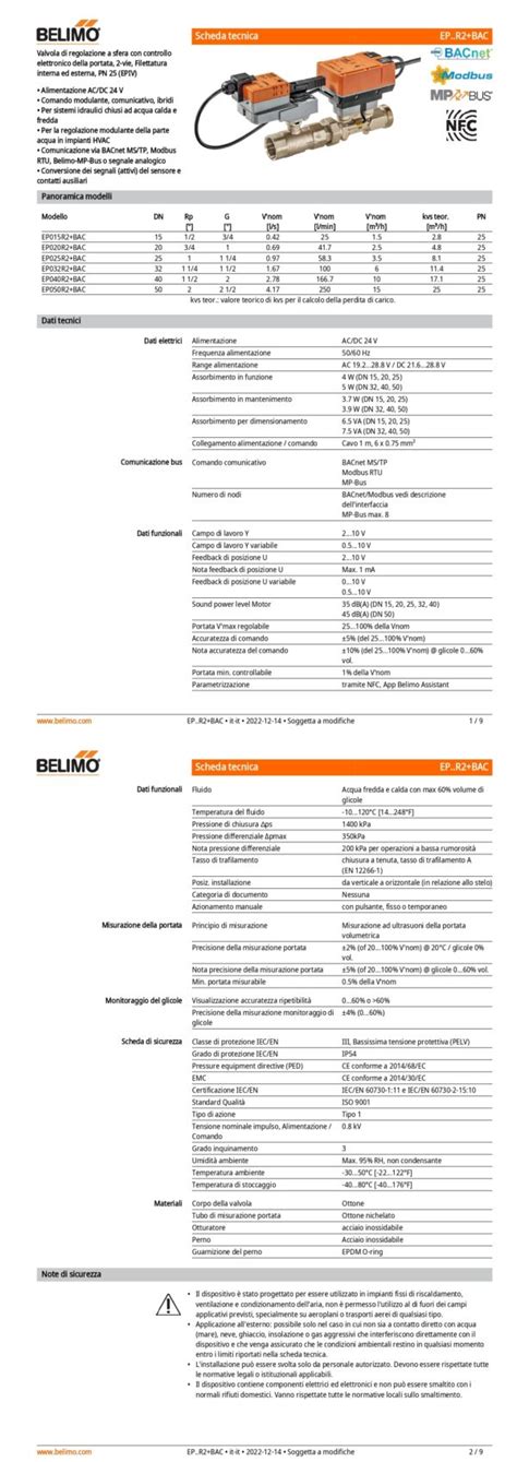 Ep032r2 Bac Electr 2 Way Pi Ccv Epiv Ac Dc 24 V Bacnet Ms Tp Modbus Rtu Mp Bus 2…10 V Dn