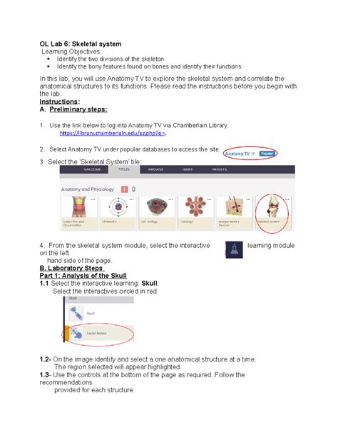 Final LABS BIOS251 Online Labs Week 6 Skeletal System Lab OL Lab 6 Skeletal System Learning